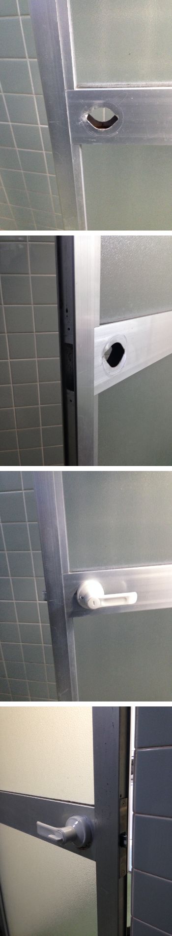 消防署の風呂場のドアノブ交換 AD-142 工事事例｜鍵交換･取付 カギの救急車 喜連瓜破店 大阪市平野区